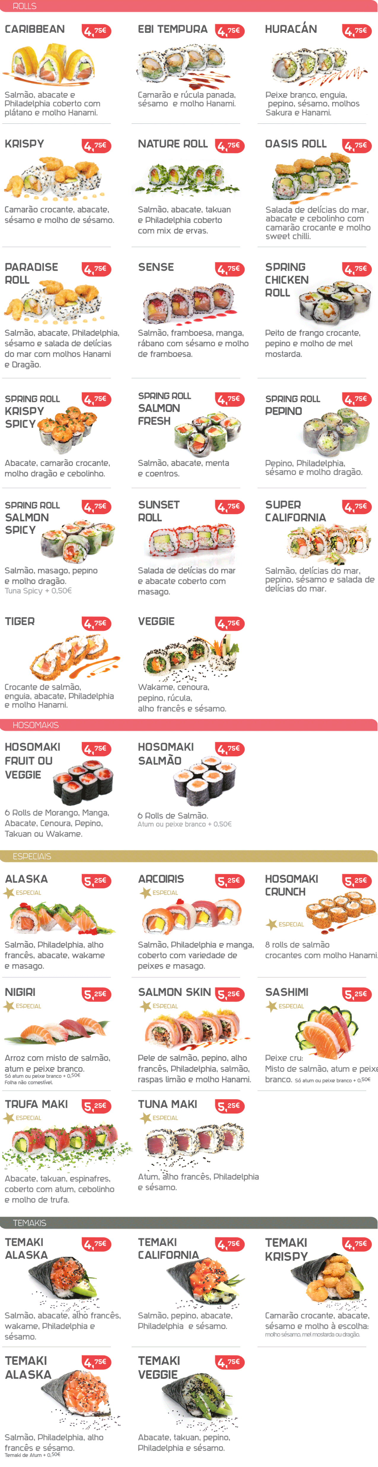 Menus | Hanami Sushi